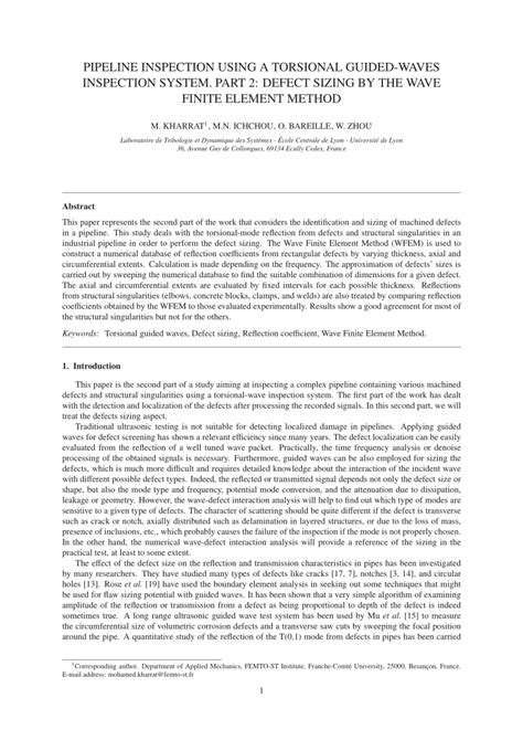 Pdf Pipeline Inspection Using A Torsional Guided Waves Inspection System Part 2 Defect