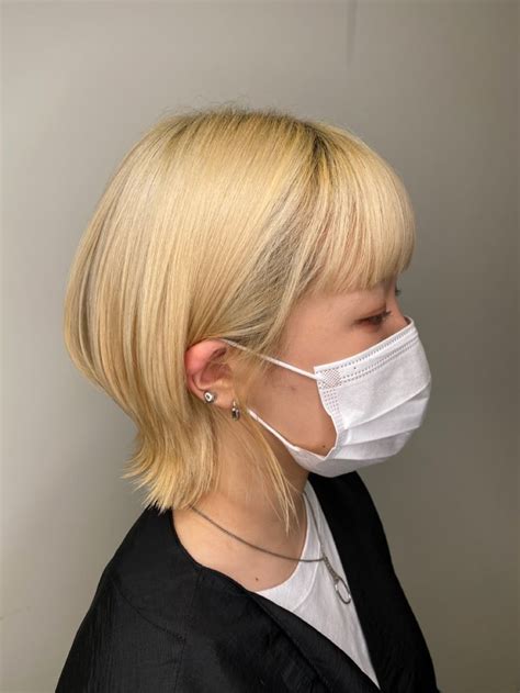 단발허쉬컷 백금발 단발