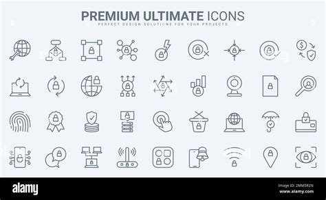 Online Security Thin Line Icons Set Vector Illustration Outline Secure