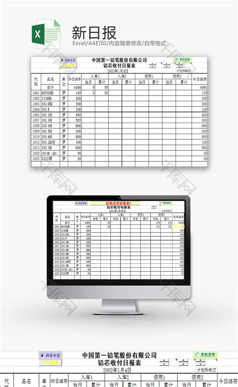 日常办公新日报excel模板千库网excelid：81301