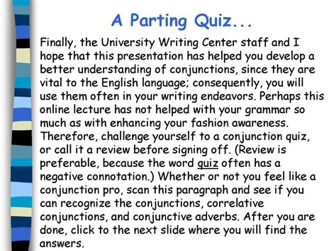 Conjunctions By Amy E Sanders Edited By The UWC Staff Ppt Download