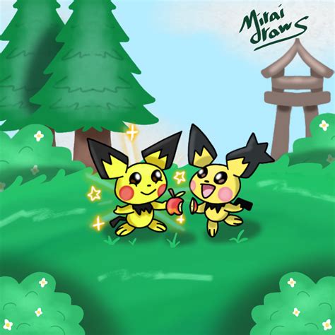 Shiny Pichu And Spiky Eared Pichu Art By Me Oc R Pokemon