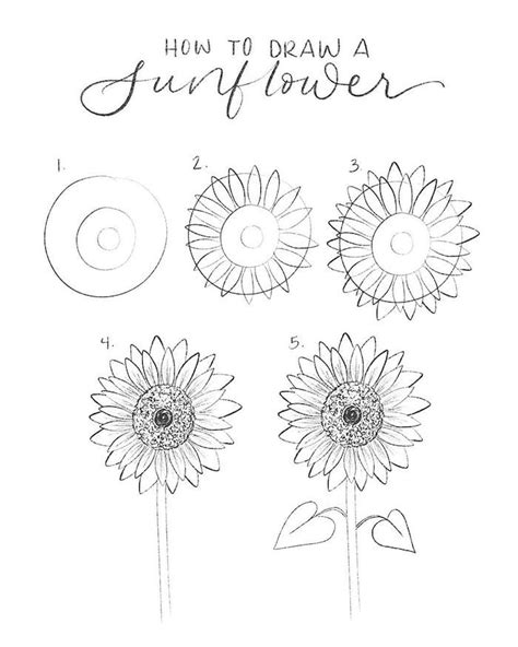 How To Draw A Sunflower Step By Step Diy Tutorial Simple Drawing Ideas