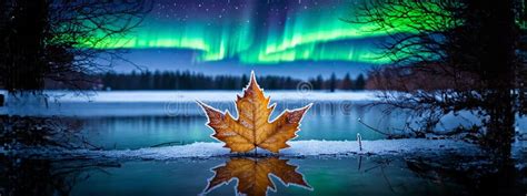A Photo Of A Frozen Maple Leaf Remnant Covered With Frost And A Thin