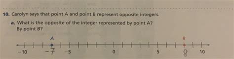 Solved 10 Carolyn Says That Point A And Point B Represent Opposite