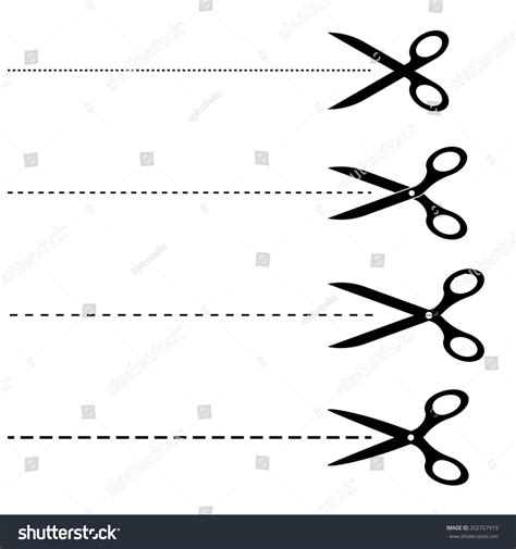 set scissors dashed line stock vector royalty free 202707919