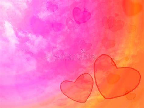 Pink Two Heart Blur Radience Love And Pink Heart Sky Stock Image
