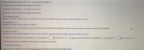 Solved Analyze The Polynomial Function Xxx 4 Using Parts