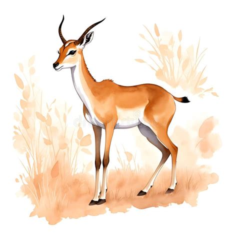 Gazelle In Cartoon Style Cute Little Cartoon Gazelle Isolated On White