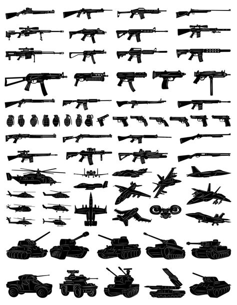 Premium Vector Set Of Military Planes And Helicopters Weapons Tanks