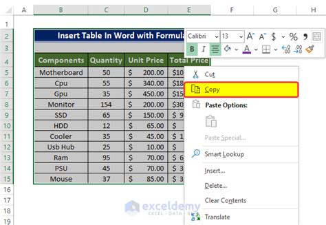 How To Insert An Excel Table In Ms Word With Formulas 2 Methods