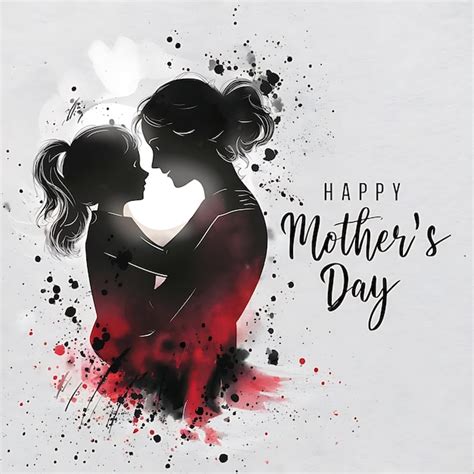 Una Silueta De Una Madre Y Su Hijo En El Fondo Del Día De La Madre