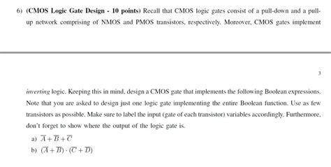 Solved CMOS Logic Gate Design Points Recall That Chegg Com