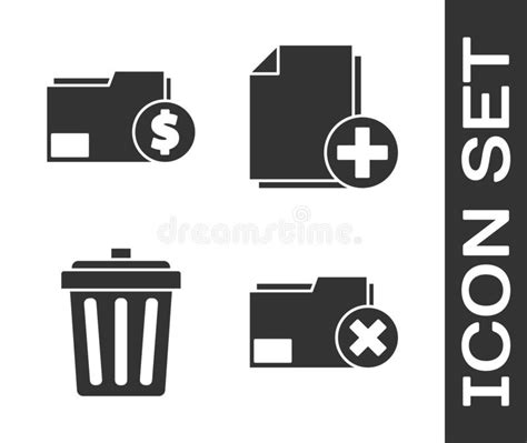 Set Delete Folder Finance Document Folder Trash Can And Add New File