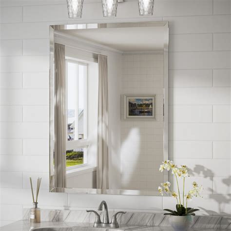 Ebern Designs Janica Rectangular Beveled Frameless Bathroom Vanity