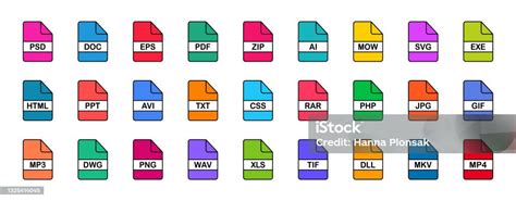 Sekumpulan Ikon Format File Ikon Tipe File Format Ekstensi Dokumen Dan
