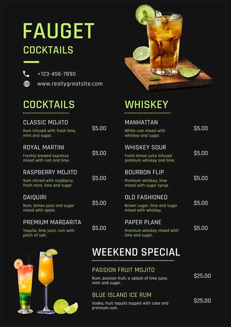 Free Printable Custom Drink Menu Templates Canva Restaurant Menu