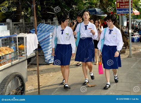 Bangkok Thailand Thai School Girls Editorial Image Image Of Blue