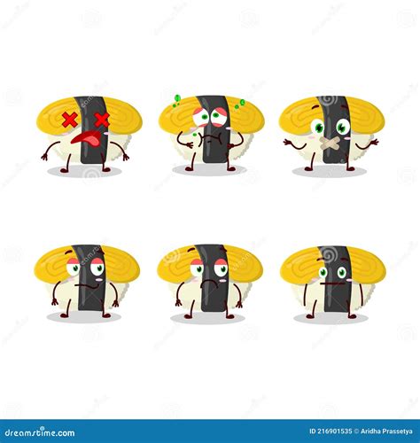 Tamago Sushi Cartoon Character With Nope Expression Stock Vector