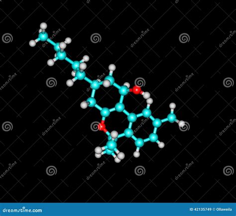 Tetrahydrocannabinol Molecular Structure On Black Background Royalty