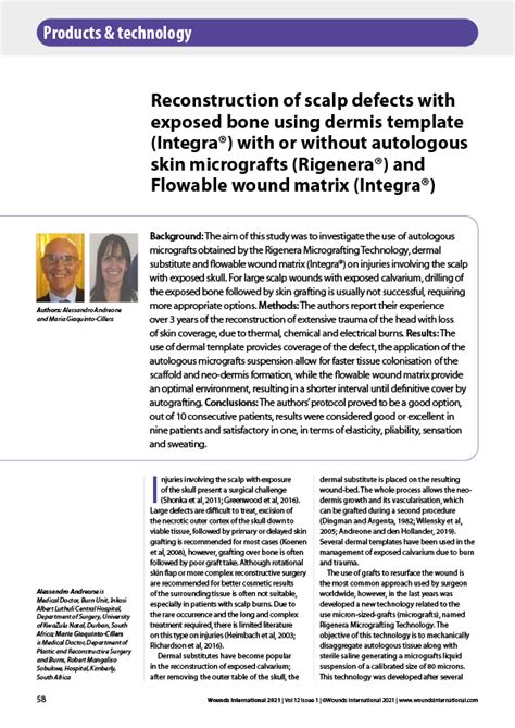 Reconstruction Of Scalp Defects With Exposed Bone Using Dermis Template