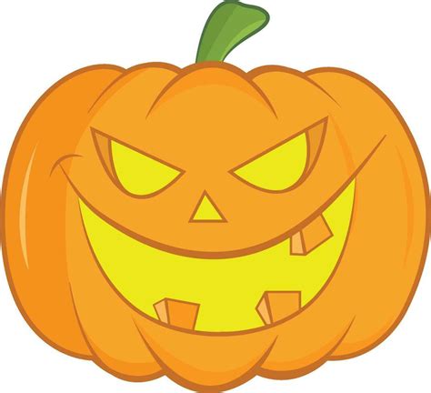Halloween Pumpkin Vector Cartoon Illustration Halloween Scary Pumpkin