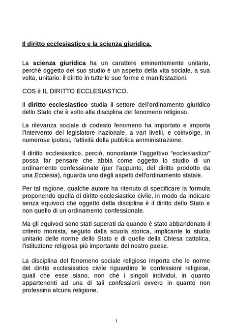 Riassunti Diritto Ecclesiastico Finocchiaro Sintesi Del Corso Di