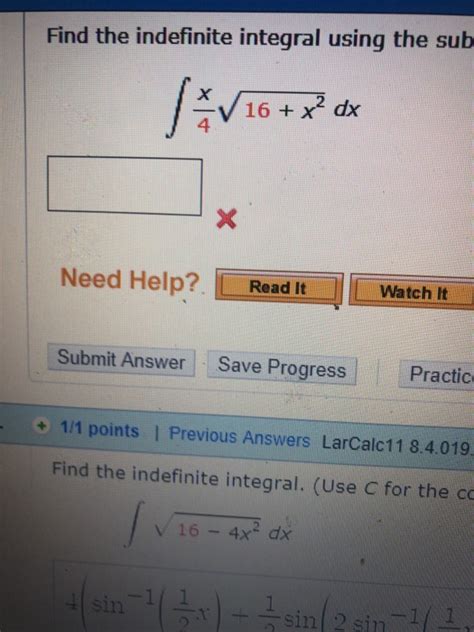 solved find the indefinite integral using the substitution