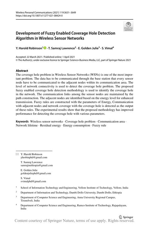 development of fuzzy enabled coverage hole detection algorithm in