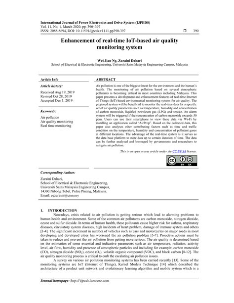 Pdf Enhancement Of Real Time Iot Based Air Quality Monitoring System