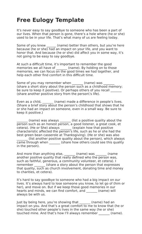 Eulogy Examples Pdf At Michael Carandini Blog