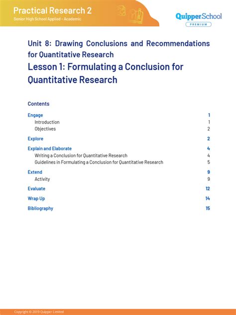 Final Sg Pr 2 11 12 Unit 8 Lesson 1 Formulating Conclusion For Quantitative Research 1