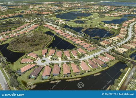Flooded Houses By Hurricane Ian Rainfall In Florida Residential Area