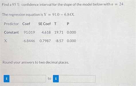 Solved Find A Confidence Interval For The Slope Of The Chegg