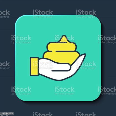 채워진 윤곽선 면도 젤 거품 손 아이콘은 파란색 배경에 분리되어 있습니다 면도 크림 청록색 사각형 버튼 벡터 가득 찬에 대한 스톡 벡터 아트 및 기타 이미지 Istock