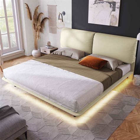 Phoebe Cat Polsterbett Mit Abnehmbare Kopfkissen Doppelbett Mit Led