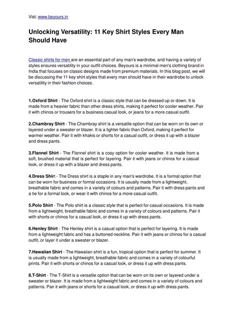 Ppt Unlocking Versatility 11 Key Shirt Styles Every Man Should Have