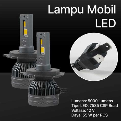 Promo Lampu Mobil H4 Led 55 Watt Lampuin Teknologi 7535 Csp Bead Putih