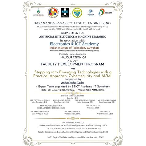 Dsce Ai Cybersecurity Emergingtechnologies Facultydevelopment… Department Of Artificial