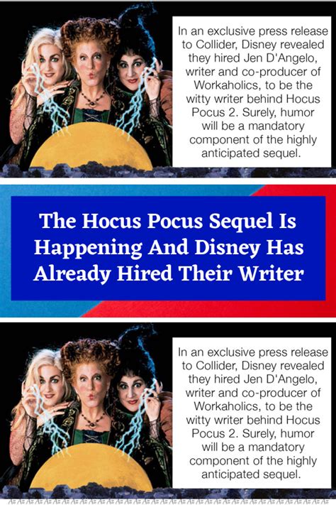 The Hocus Pocus Sequel Is Happening And Disney Has Already Hired Their