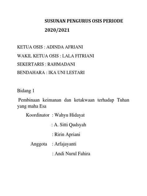 Susunan Osis Smkn 2 Bone Periode 2020 2021 Pdf