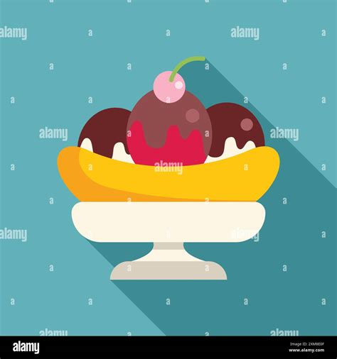 Delicious Banana Split With Ice Cream Scoops And Cherry On Top Stock Vector Image And Art Alamy
