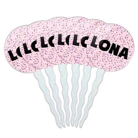 Lona Cupcake Picks Toppers Set Of 6 Pink Speckles