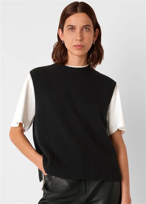 Black Wool Sleeveless Tank Whistles Whistles Uk