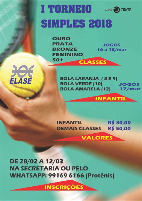 I Torneio de Tênis Classes Simples ELASE 2018 Elase
