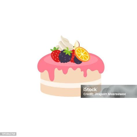 생일 축하 파티 생일 케이크 상자 과일 케이크 축하 파티 생일 양초 세트 고립 된 평면 벡터 그래픽 디자인 일러스트 레이 션 및