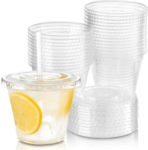 Amazon Fit Meal Prep 50 Pack 9 Oz Clear Plastic Cups With Flat