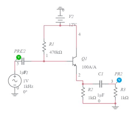 Common Collector Amplifier Using Fixed Bias Multisim Live