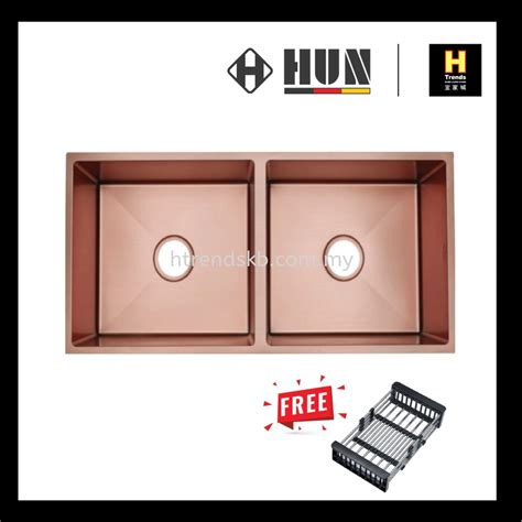 Hun 304 Nano Stainless Steel Kitchen Sink Double Bowl Nano Rose Gold