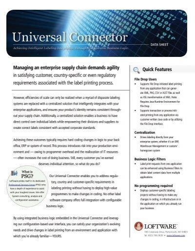 Universal Connector Loftware Inc